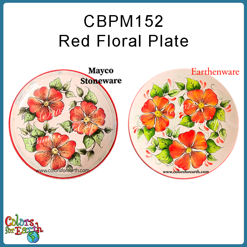 Red Floral Plate - Colors For Earth, LLC
