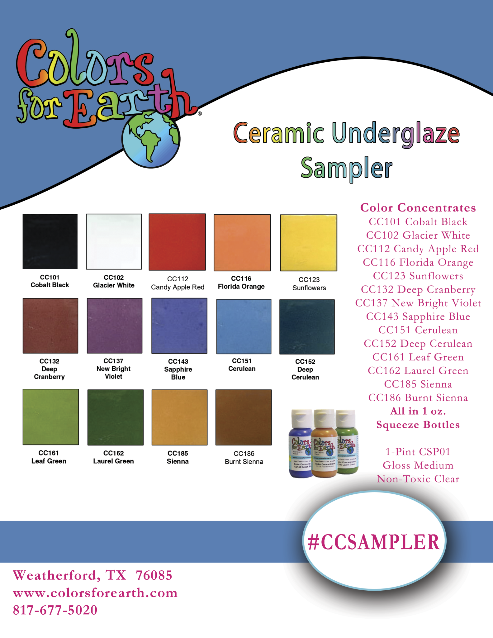 Ceramic Underglaze Sampler Kit - Colors For Earth, LLC