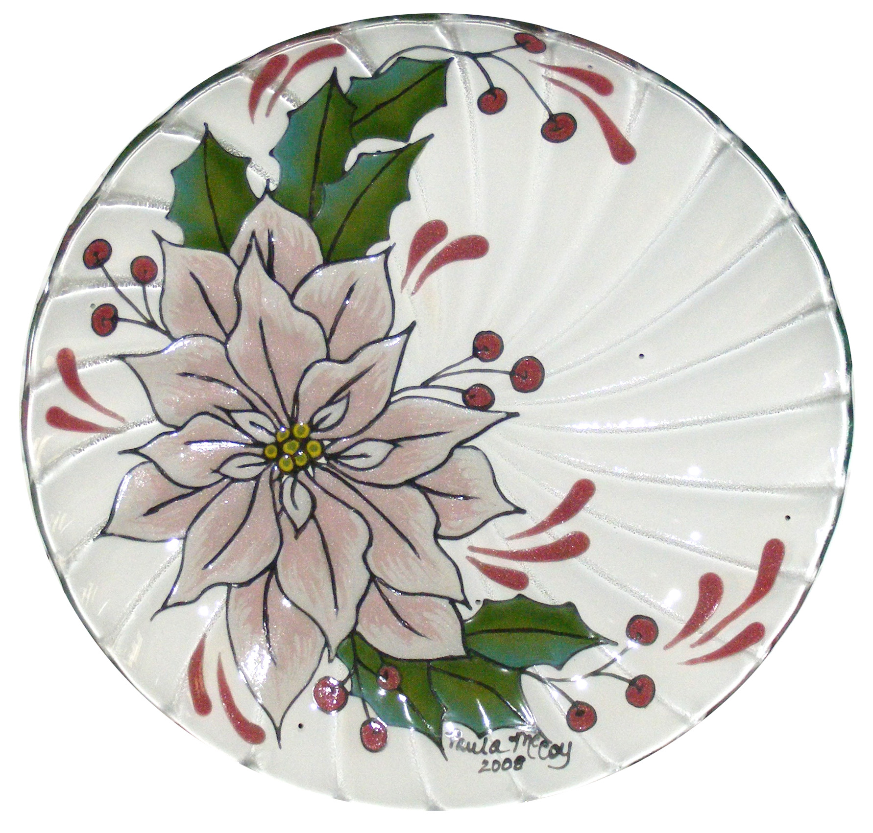Poinsettia Glass Plate - Colors For Earth, LLC