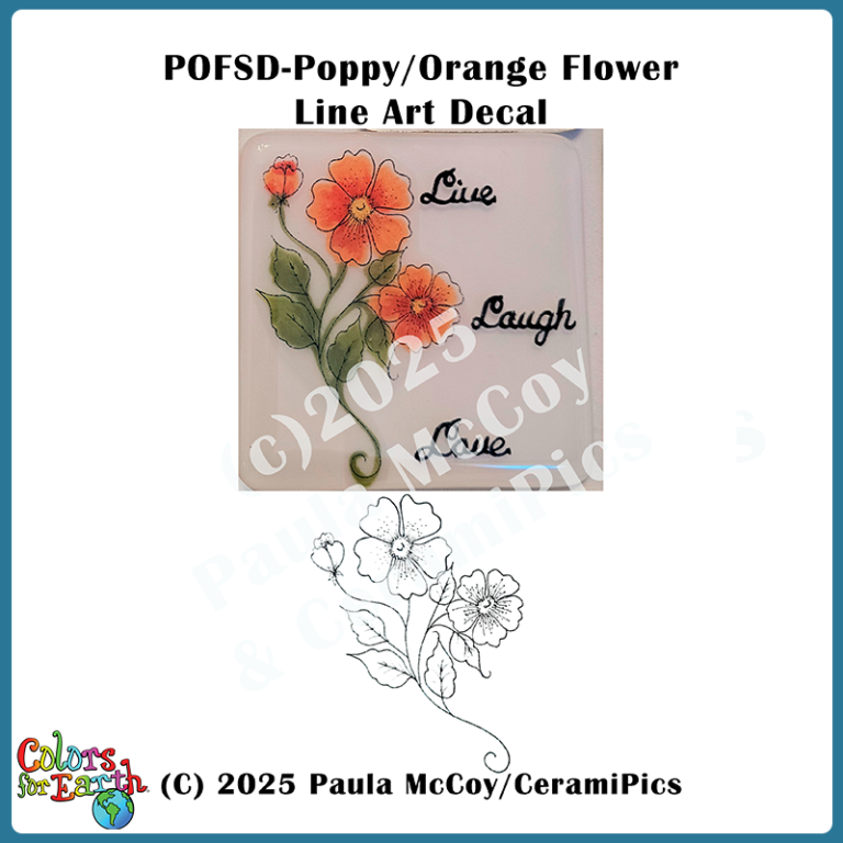 Poppy/Orange Flower Stems - Waterslide Decals - Colors For Earth, LLC